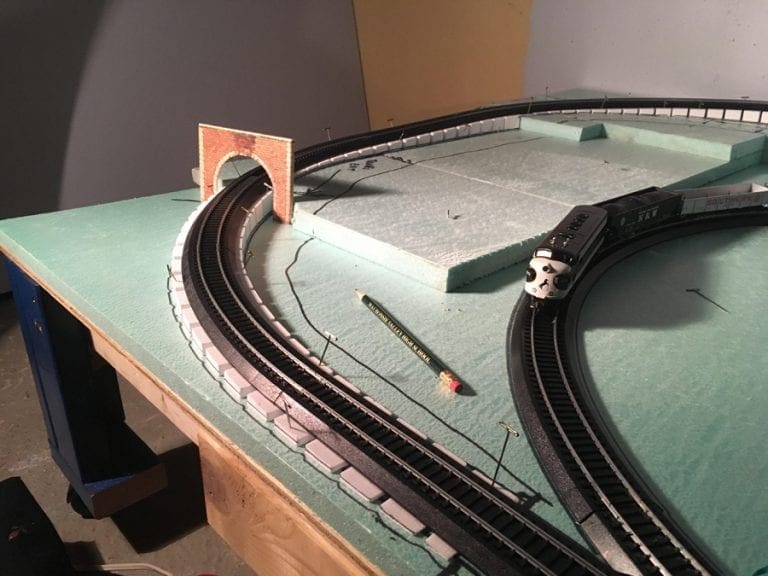 Detailed 4×8 HO Model Train Layout